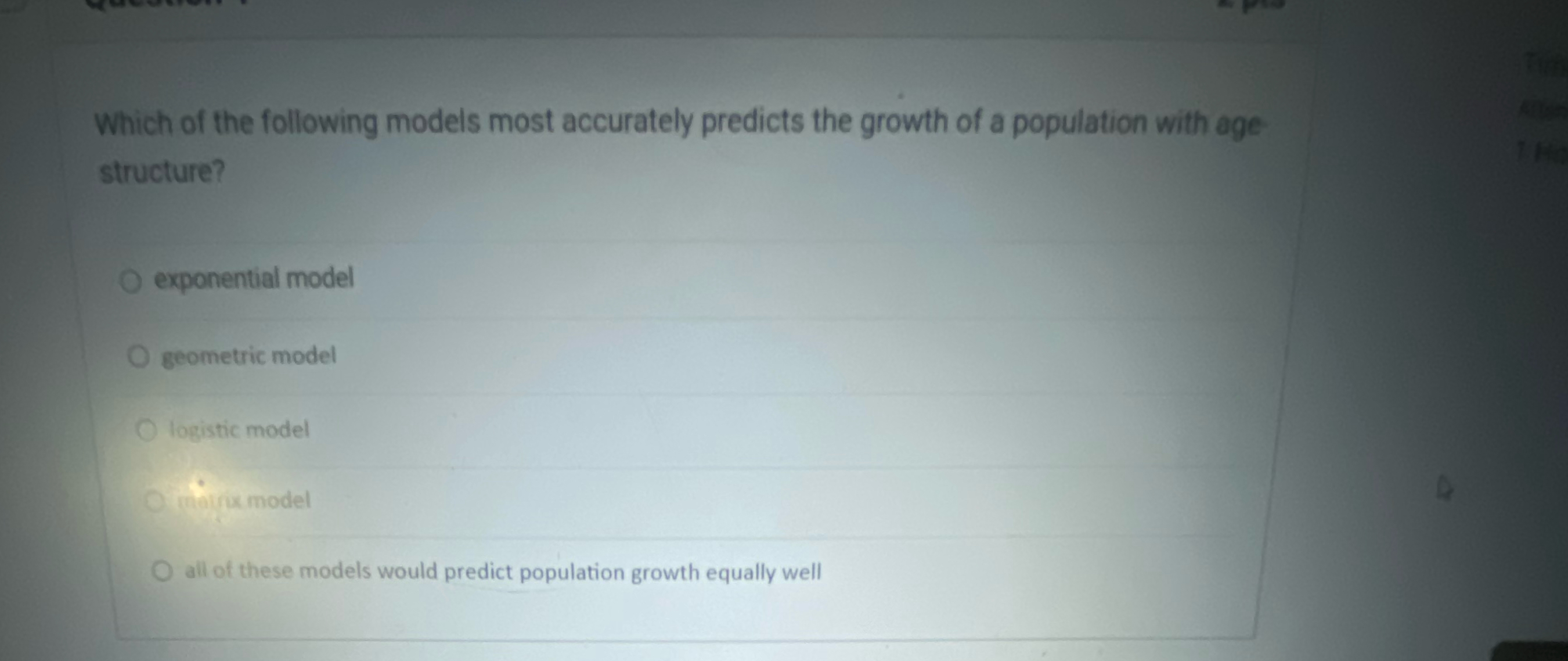 Solved Which of the following models most accurately | Chegg.com
