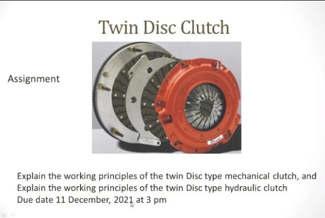 Solved Twin Disc Clutch Assignment Explain the working | Chegg.com