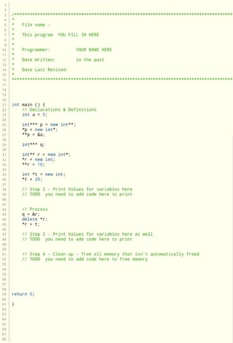 Solved Run the PointersLab.cpp code Add code to print the | Chegg.com