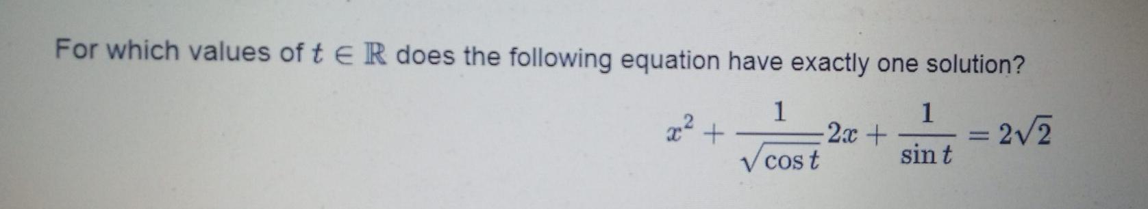 Solved For which values oft ER does the following equation | Chegg.com