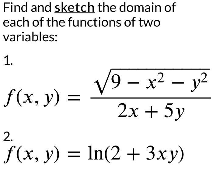 Solved Find and sketch the domain of each of the functions | Chegg.com