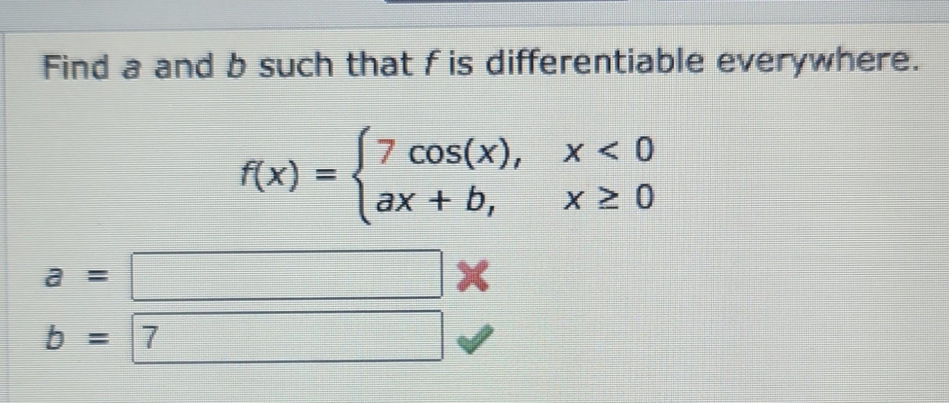 Solved Find a and b such that f is differentiable | Chegg.com
