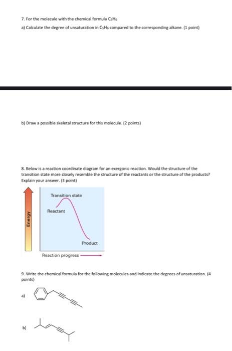 Solved 7. For the molecule with the chemical formula CsHc a) | Chegg.com