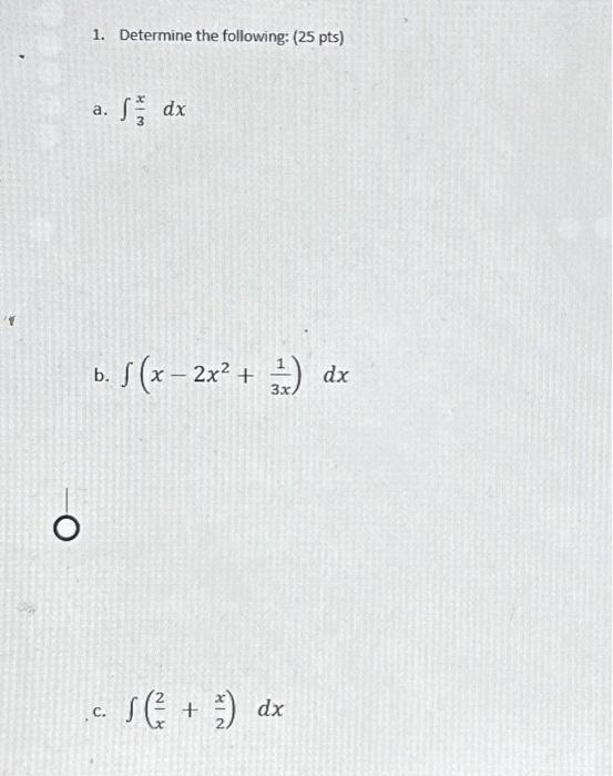 Solved 1. Determine the following: \\( (25 \\mathrm{pts}) | Chegg.com