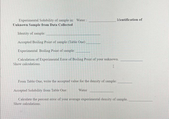 ous liquids. Your unknown will be one of the liquids | Chegg.com
