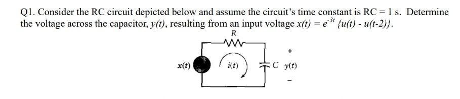 Solved Q1. Consider the RC circuit depicted below and assume | Chegg.com