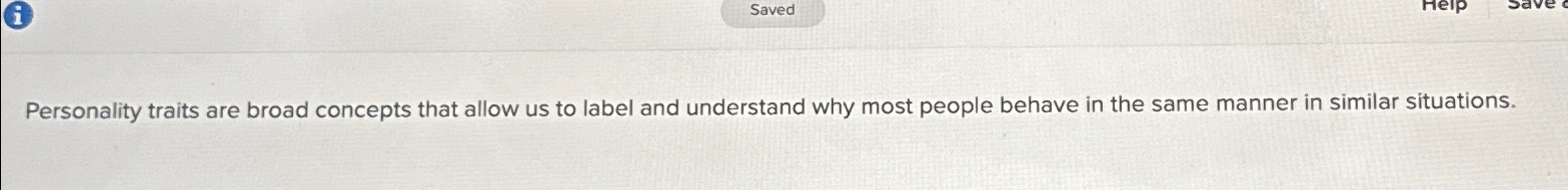 Solved Personality traits are broad concepts that allow us | Chegg.com