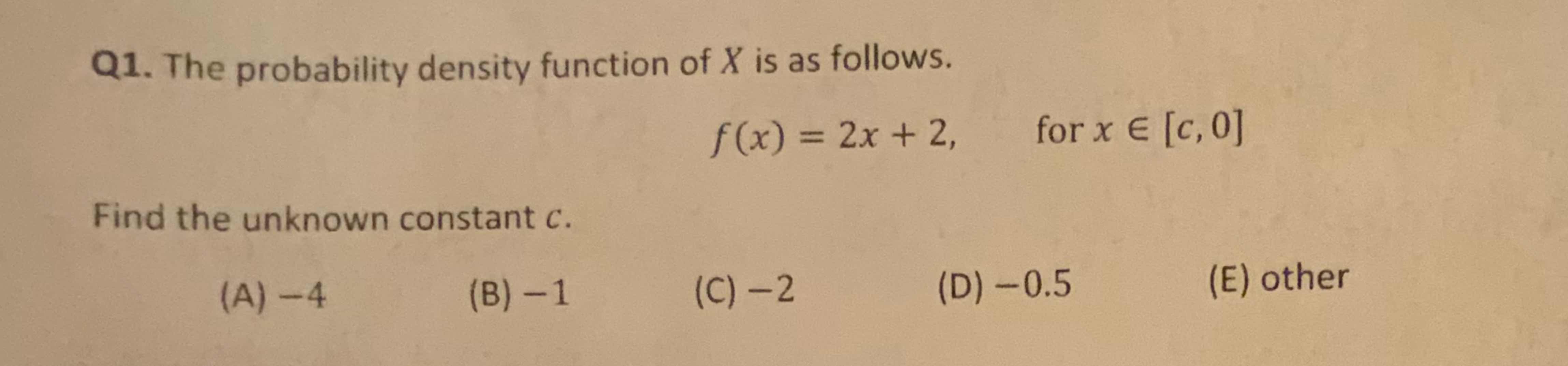 Solved Q1. ﻿The probability density function of x ﻿is as | Chegg.com