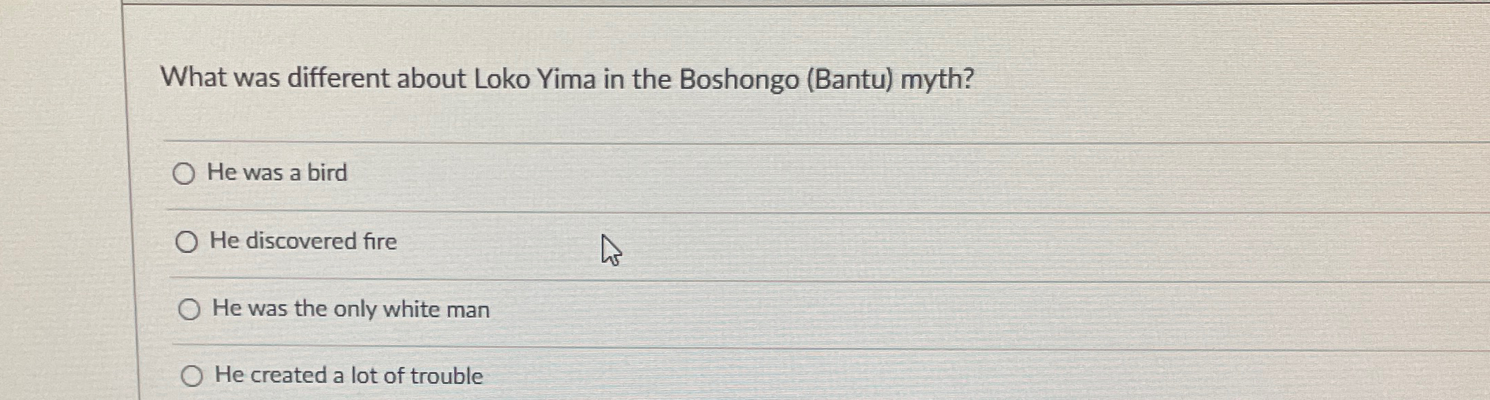 Solved What was different about Loko Yima in the Boshongo | Chegg.com