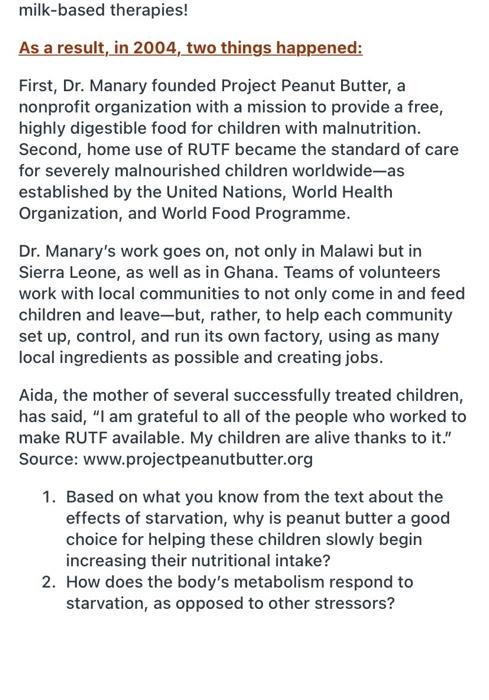 Solved Five years in and out of Africa, and Dr. Mark Manary | Chegg.com