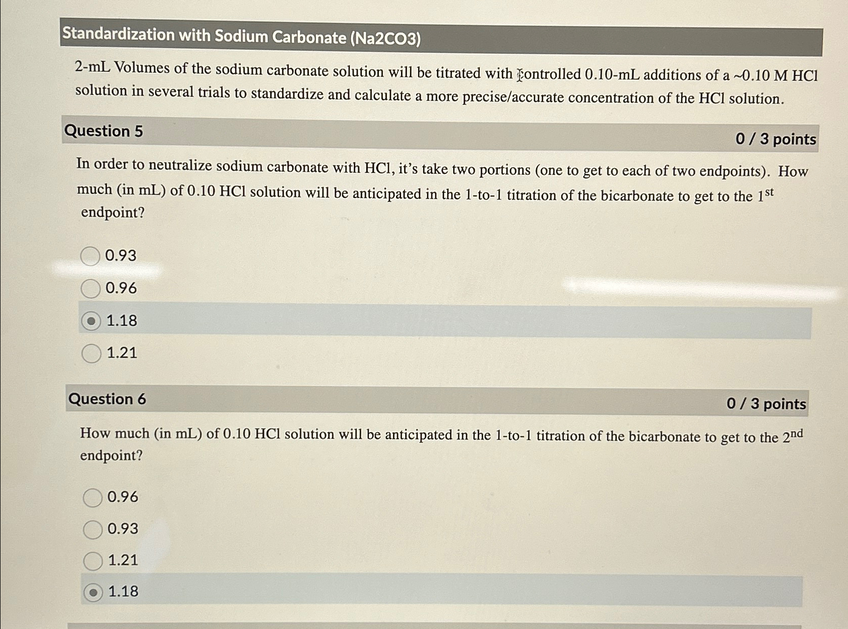 Solved Standardization with Sodium Carbonate ( Na2CO3 )2-mL | Chegg.com
