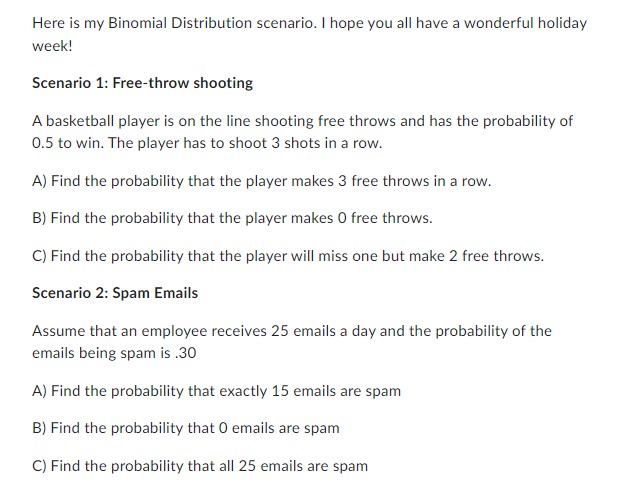 Solve the Binomial Distribution scenarios | Chegg.com