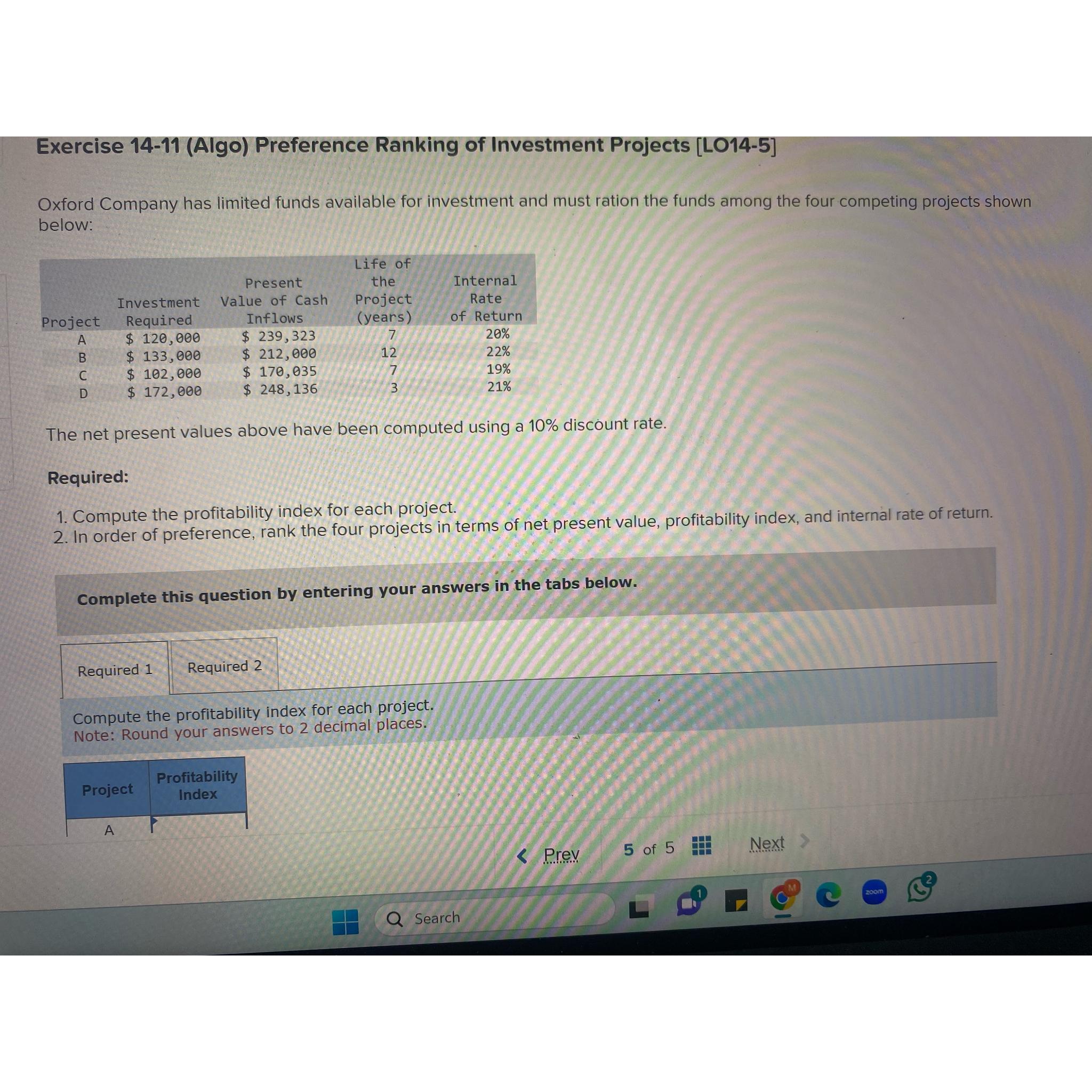 Solved Exercise 14-11 (Algo) ﻿Preference Ranking of | Chegg.com