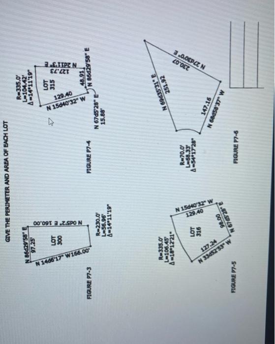 Solved GIVE THE PERIMETER AND AREA OF EACH LOT 86d29'58" E | Chegg.com