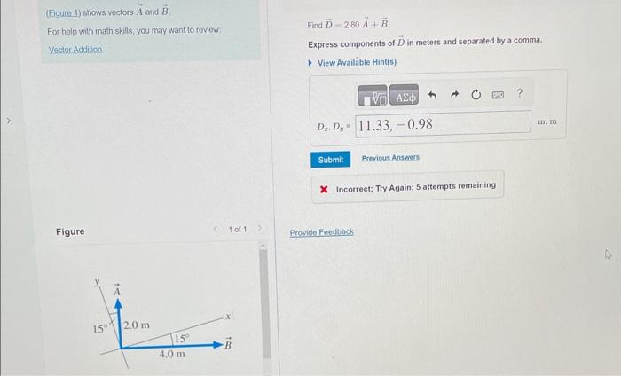 Solved (Figure 1) shows vectors A and B, For help with math | Chegg.com