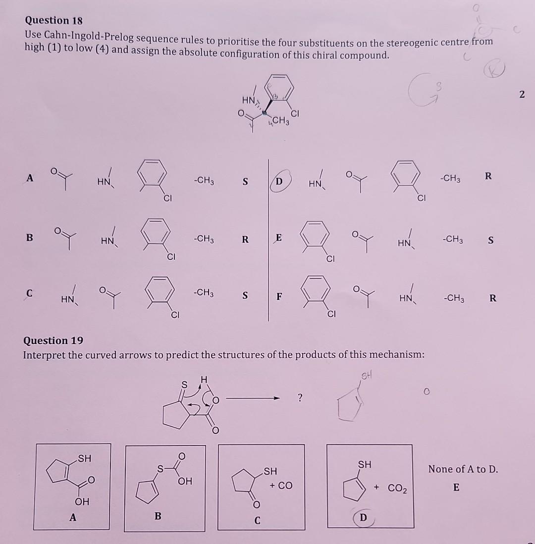 Solved Question 18 Use Cahn-Ingold-Prelog sequence rules to | Chegg.com