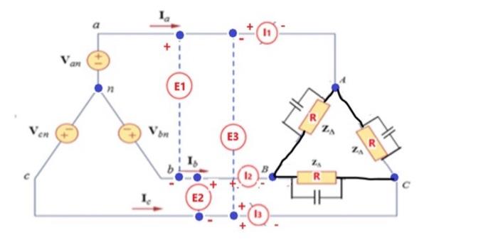 Solved The circuit shown below is a WYE - DELTA three phase | Chegg.com