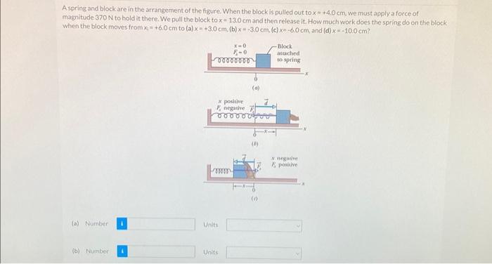 Solved A spring and block are in the arrangement of the | Chegg.com