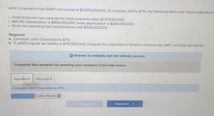 Jahlil Corporation has GAAP net income of | Chegg.com