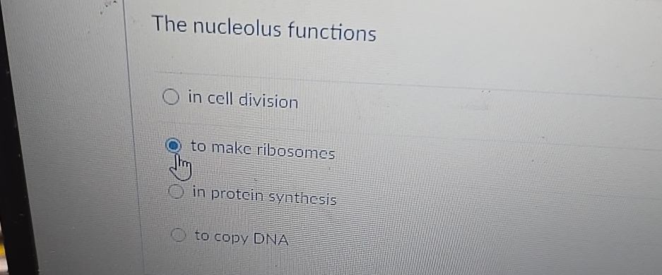 Solved The nucleolus functionsin cell divisionto make | Chegg.com