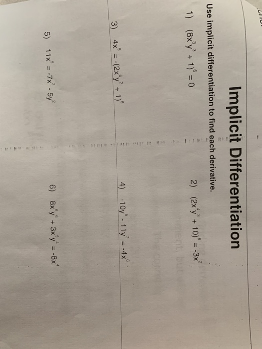 Solved Implicit Differentiation Use implicit differentiation | Chegg.com Solved Implicit Differentiation Use implicit differentiation | Chegg.com
