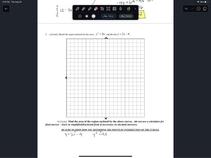 Solved 2. a) [4 pts] Sketch the repion conclesed by the | Chegg.com