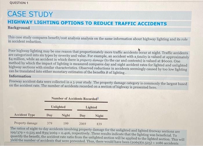 Solved CASE STUDY HIGHWAY LIGHTING OPTIONS TO REDUCE TRAFFIC | Chegg.com