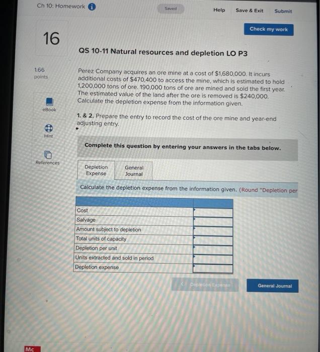 Solved Ch 10: Homework Saved Help Save & Exit Submit Check | Chegg.com