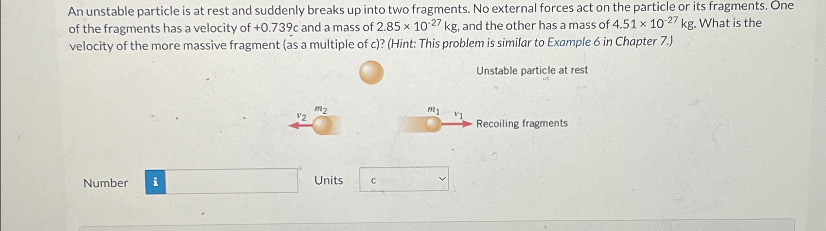 Solved An unstable particle is at rest and suddenly breaks | Chegg.com