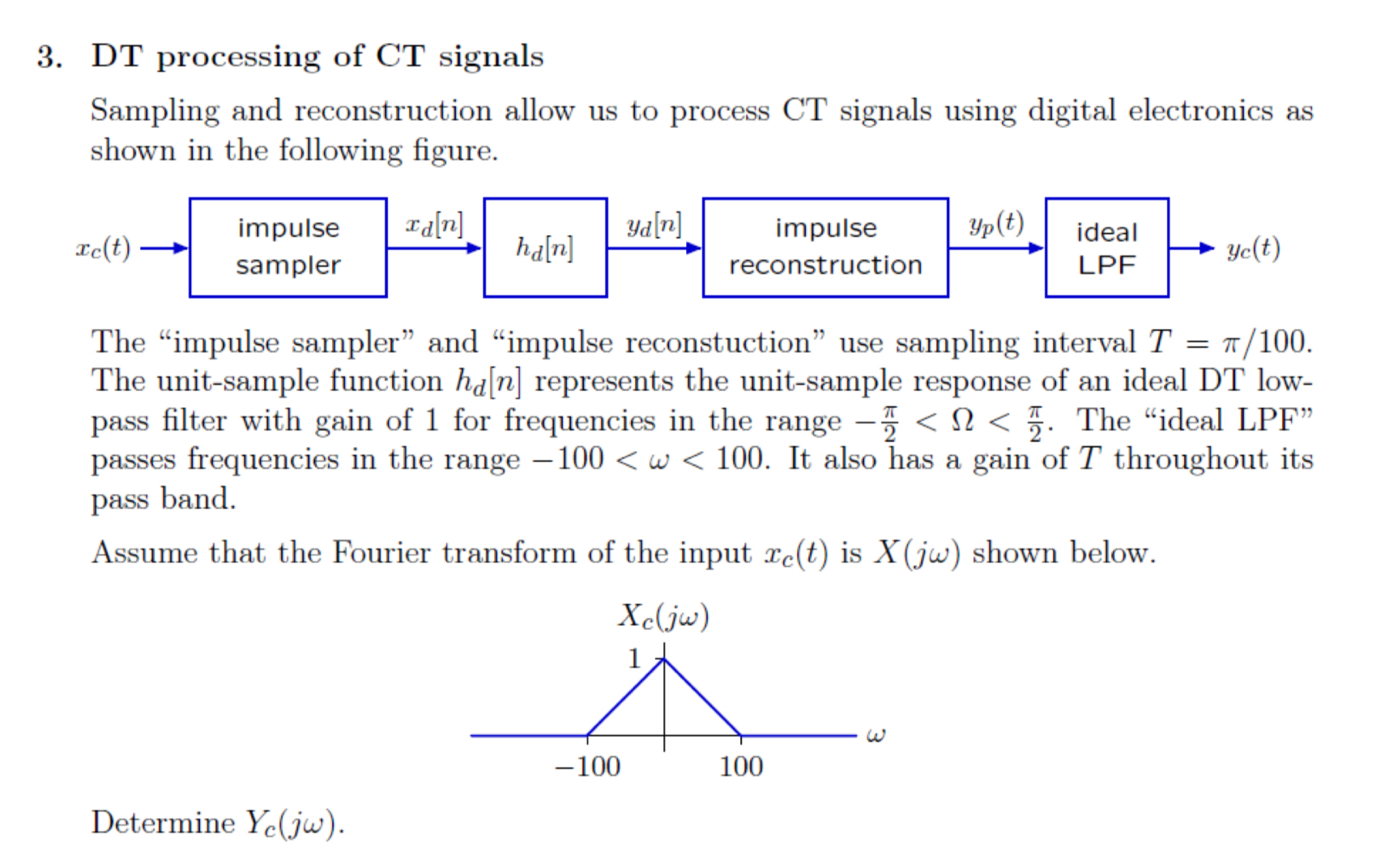 Solved DT processing of CT signalsSampling and | Chegg.com
