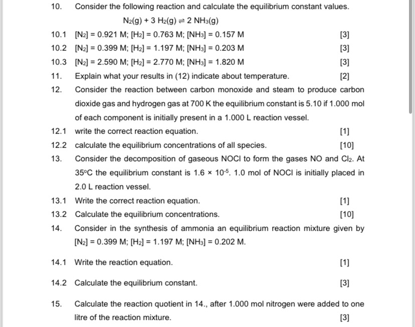 Solved Consider The Following Reaction And Calculate The