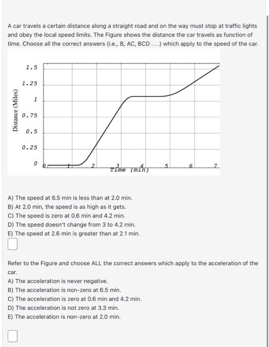 Solved A car travels a certain distance along a straight | Chegg.com