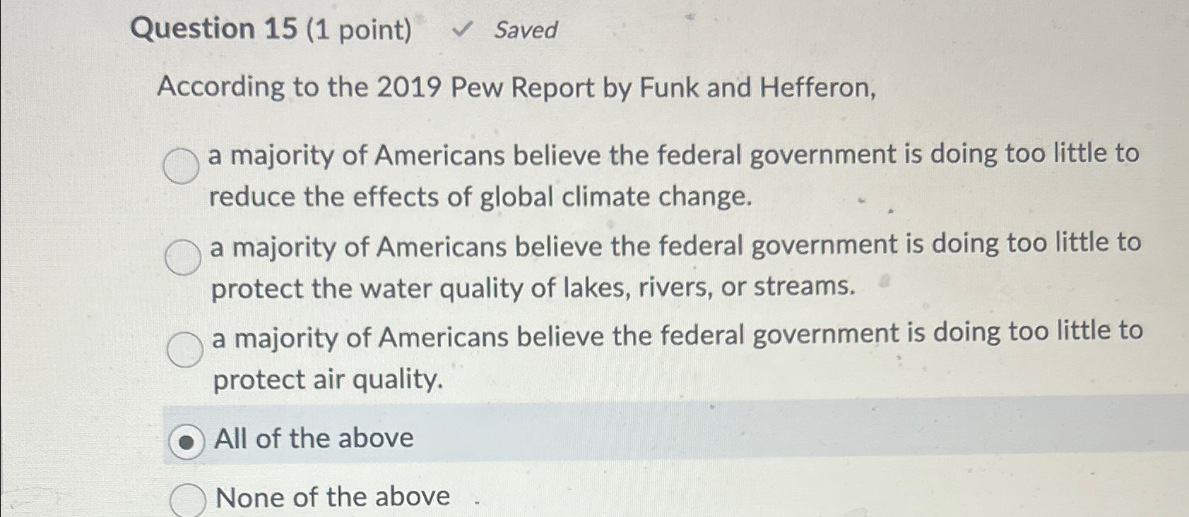 Solved Question 15 (1 ﻿point) ﻿SavedAccording to the 2019 | Chegg.com