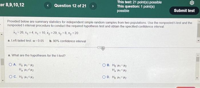 Solved - Chapter 8,9,10,12 K OA. Ho H1 H2 H₂ H₁ H₂ Question | Chegg.com