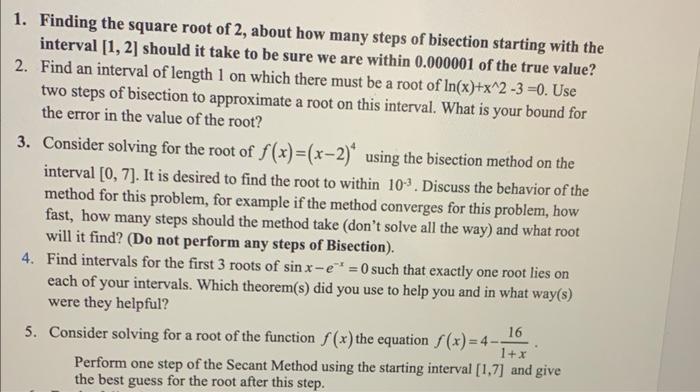 Solved Secant and Regula Falsi Examples The Regula Falsi | Chegg.com