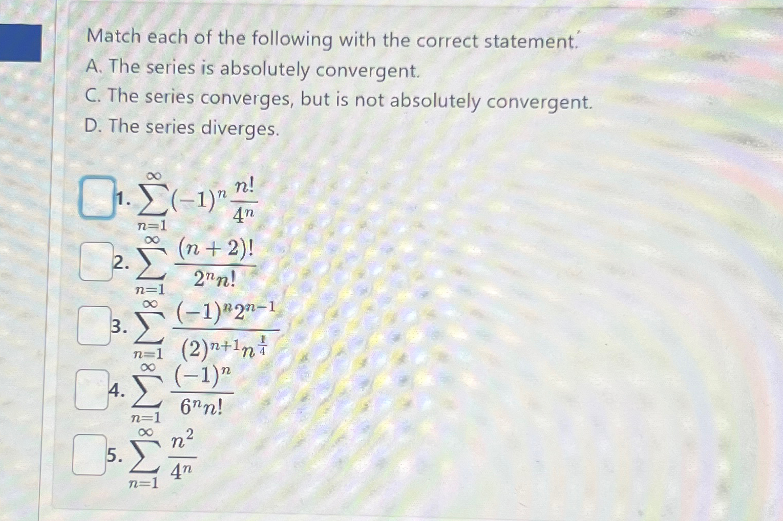 Solved Match each of the following with the correct | Chegg.com