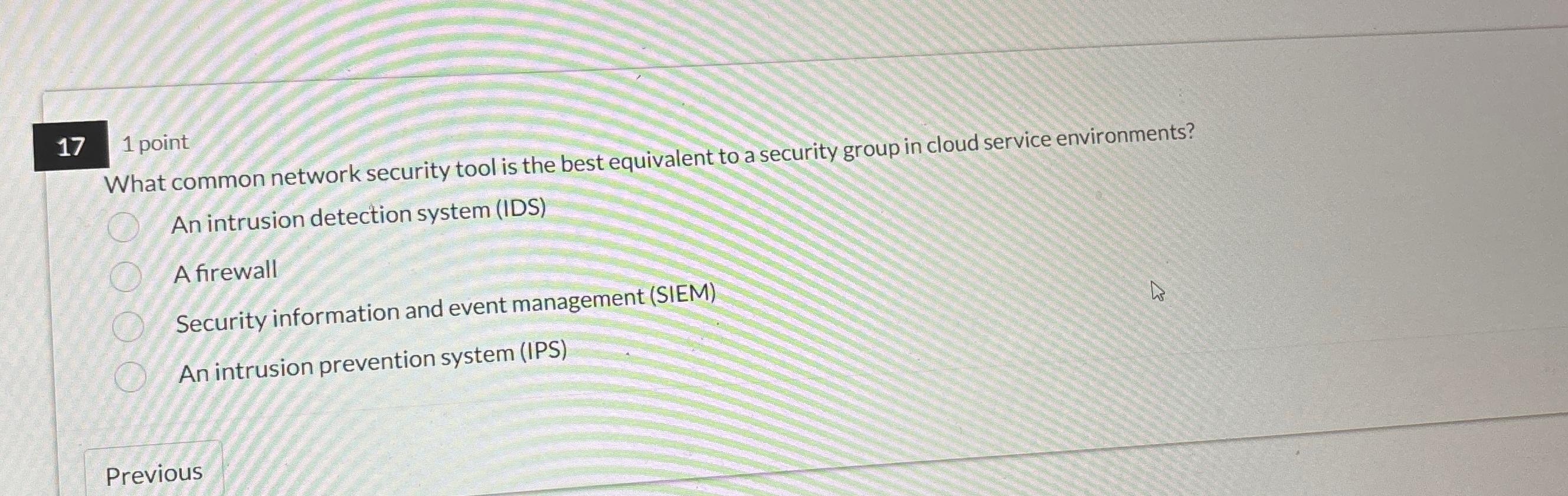 Solved 171 ﻿pointWhat common network security tool is the | Chegg.com