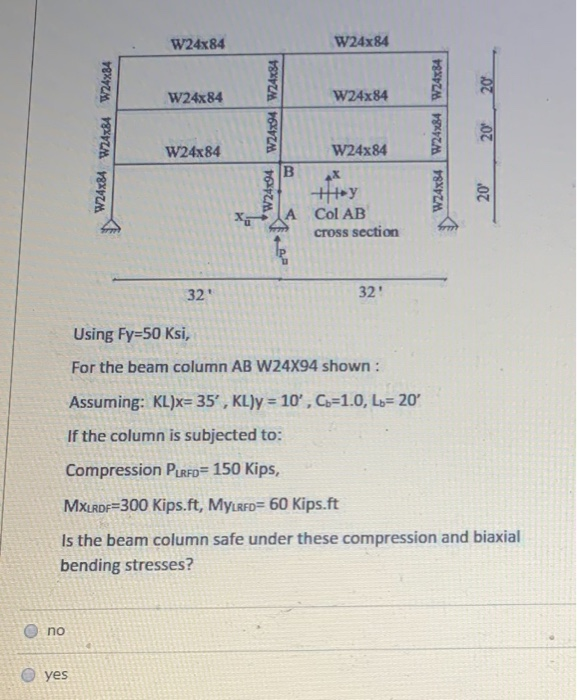Solved W24x84 W24x84 20 W24x84 W24x84 VEXYUM VE VZM VEXTM | Chegg.com