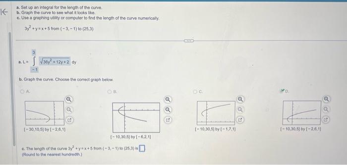 Solved a. Set up an integral for the length of the curve. b. | Chegg.com