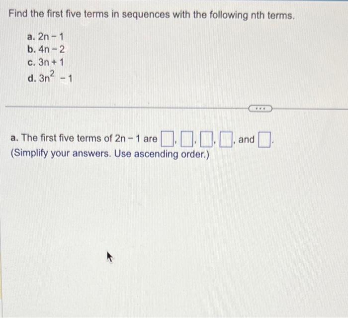 Solved Find the first five terms in sequences with the | Chegg.com