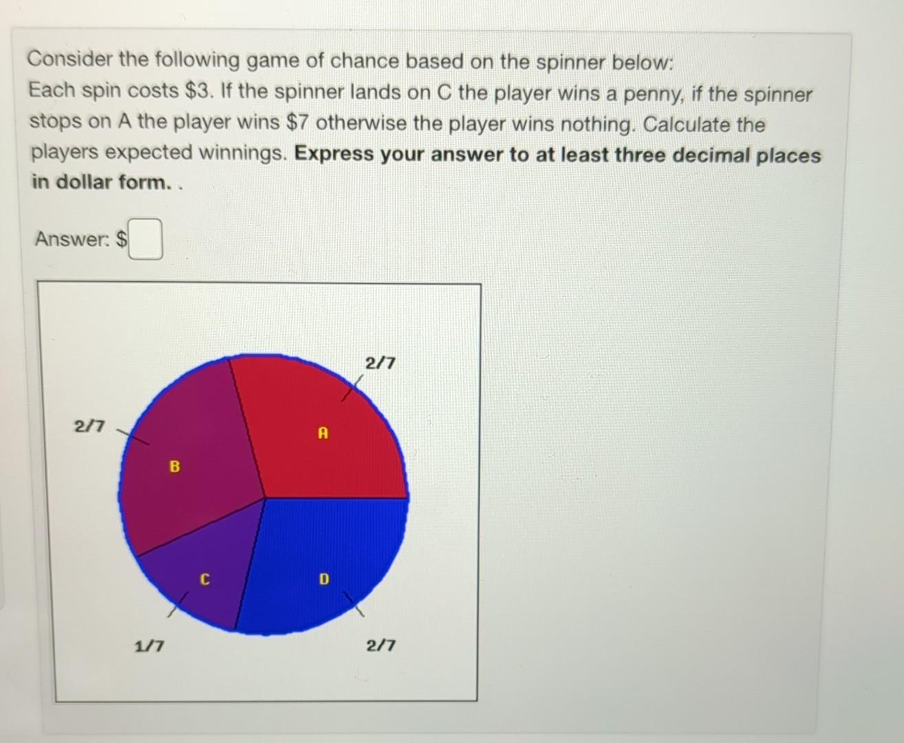 Solved Consider the following game of chance based on the | Chegg.com