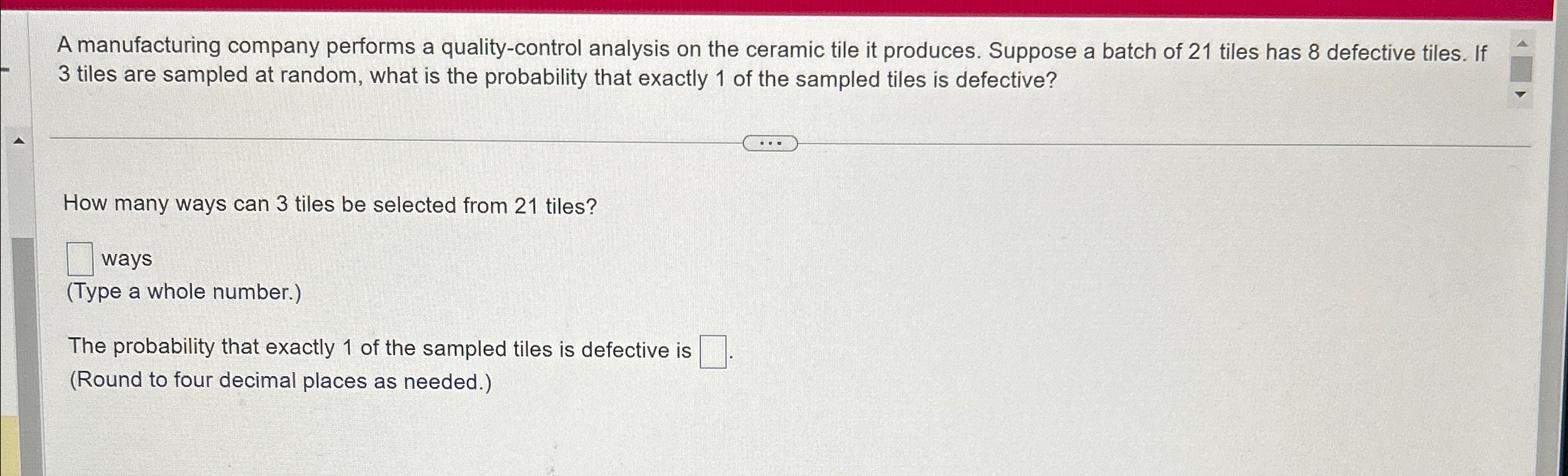 Solved A manufacturing company performs a quality-control | Chegg.com