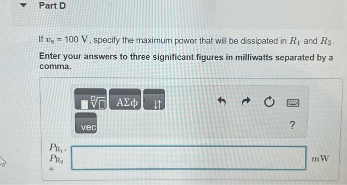 Solved Specify the numerical values of R1 and R2 if | Chegg.com