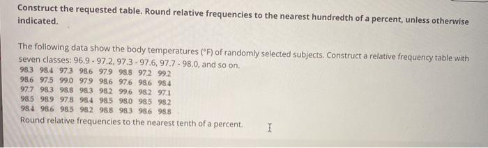 Solved Construct the requested table. Round relative | Chegg.com