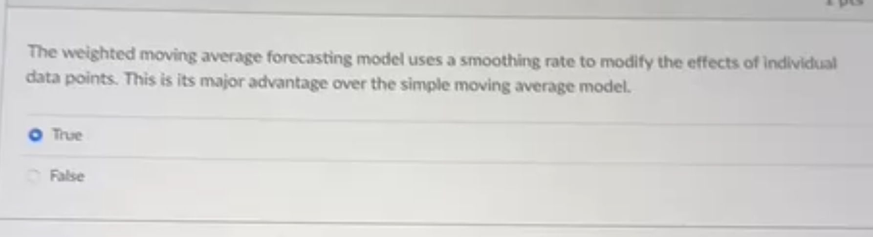 Solved The weighted moving average forecasting model uses a | Chegg.com