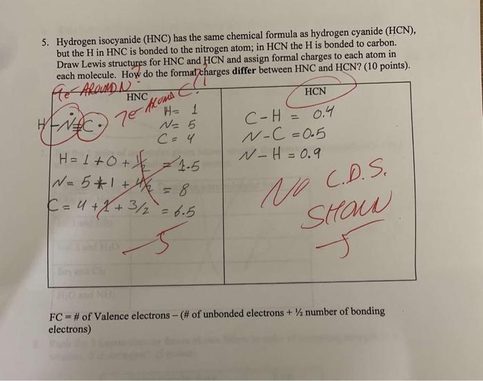 Solved 5. Hydrogen isocyanide (HNC) has the same chemical | Chegg.com