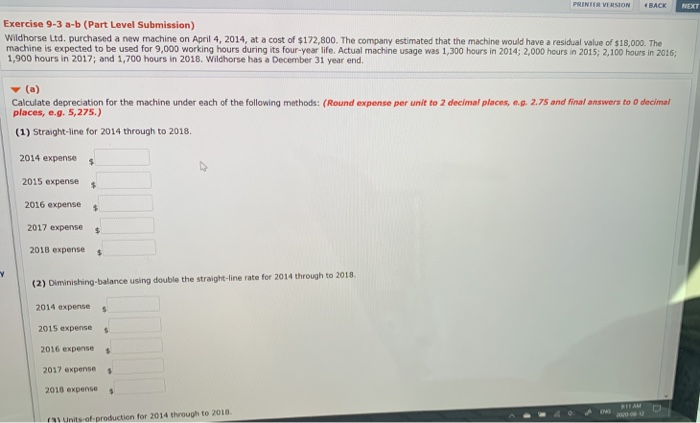 Solved BACK EXIB Exercise 9-3a-b (Part Level Submission) | Chegg.com