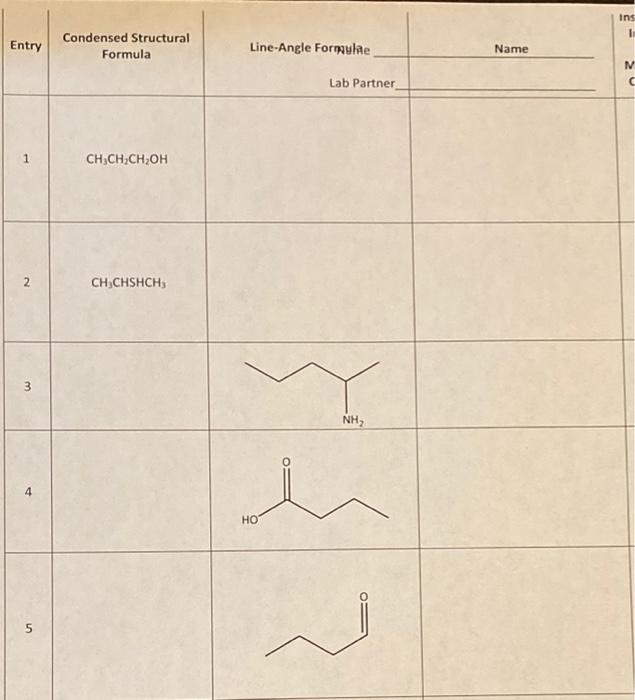 Solved Find the Condensed Structural Formula, Line Angle | Chegg.com