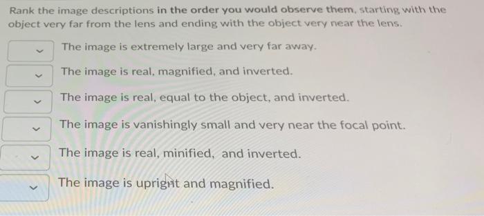 Solved Rank the image descriptions in the order you would | Chegg.com