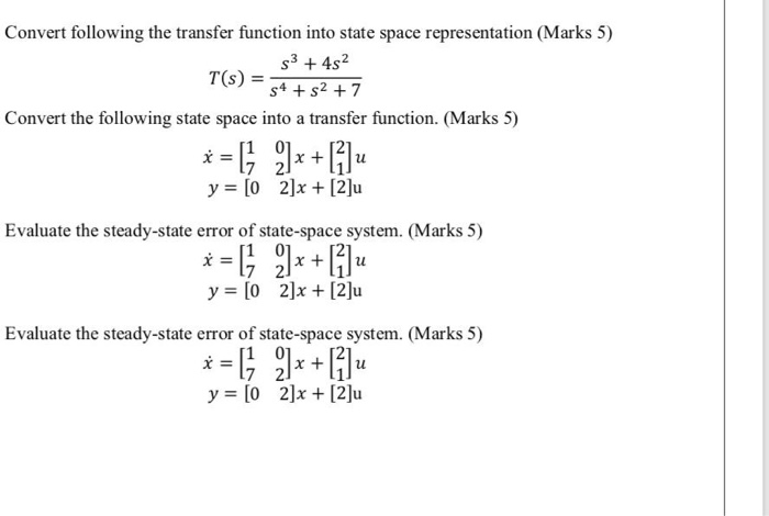 Solved Convert following the transfer function into state | Chegg.com